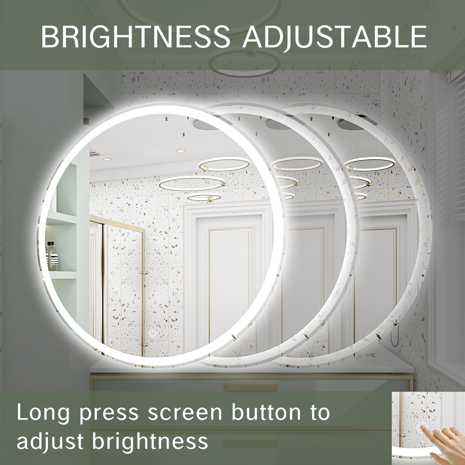 BEKAY 32 Inch Round Backlit Bathroom Mirror, 3-color Adjustable ...