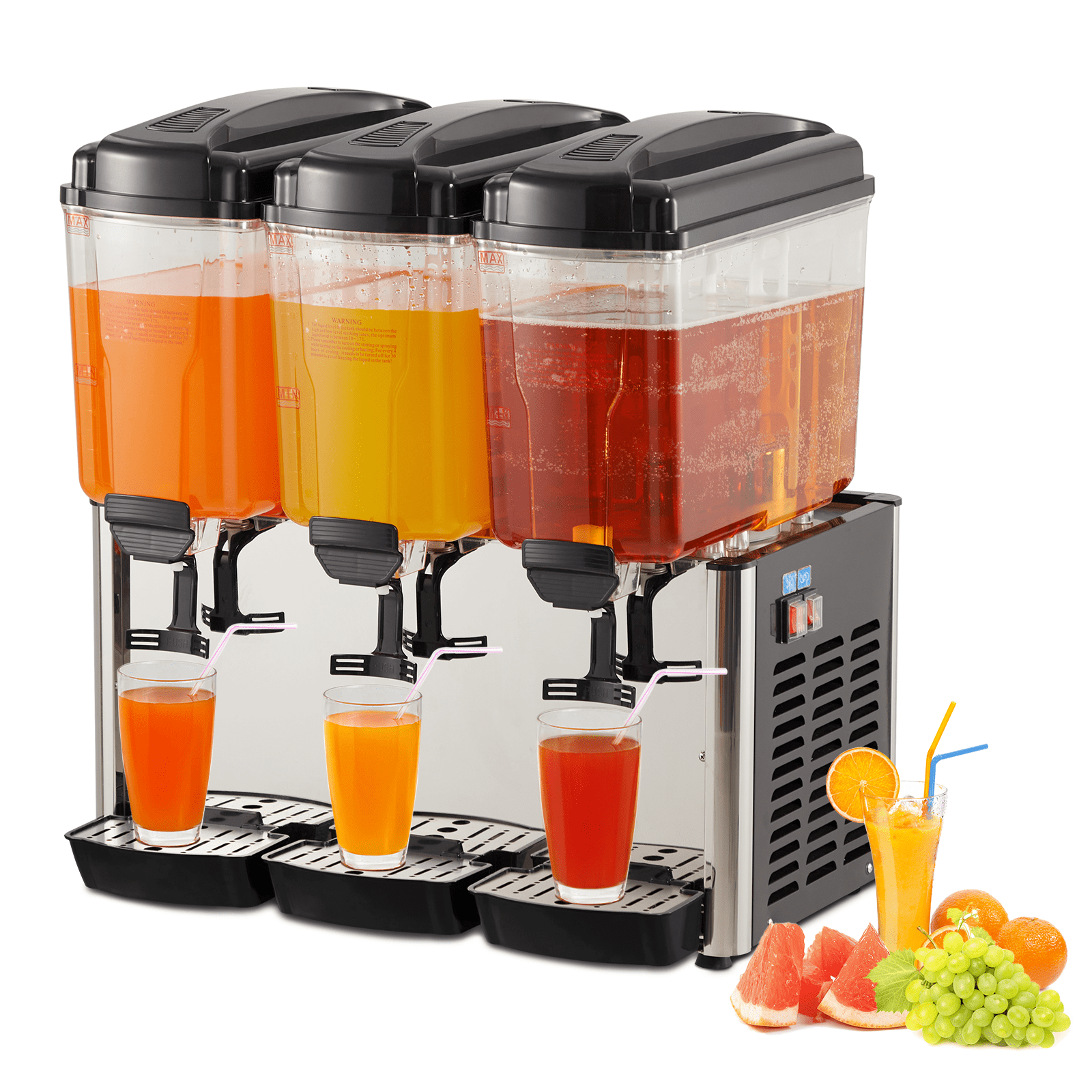 BEKAY Commercial Beverage Dispenser,3*4.8 Gal 3Tanks Juice Cold ...