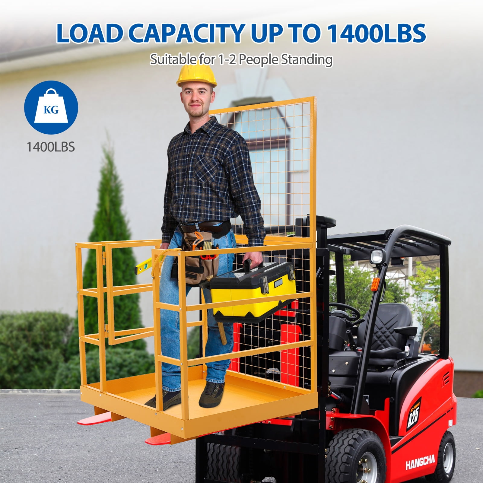 BEKAY Steel Forklift Safety Cage, Durable Aerial Lift Basket, Yellow ...