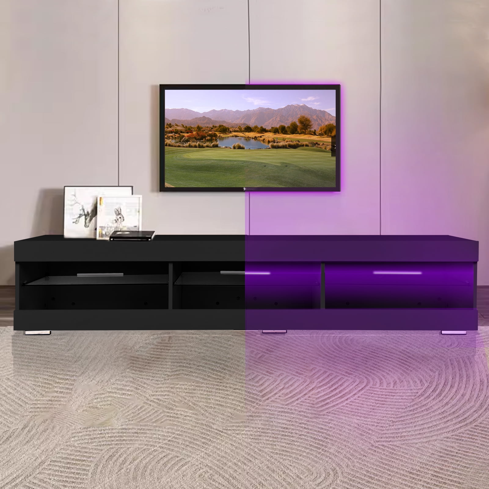 BEKAY LED TV Stand Entertainment Center for Up to 75inch TV ,16 Colors ...