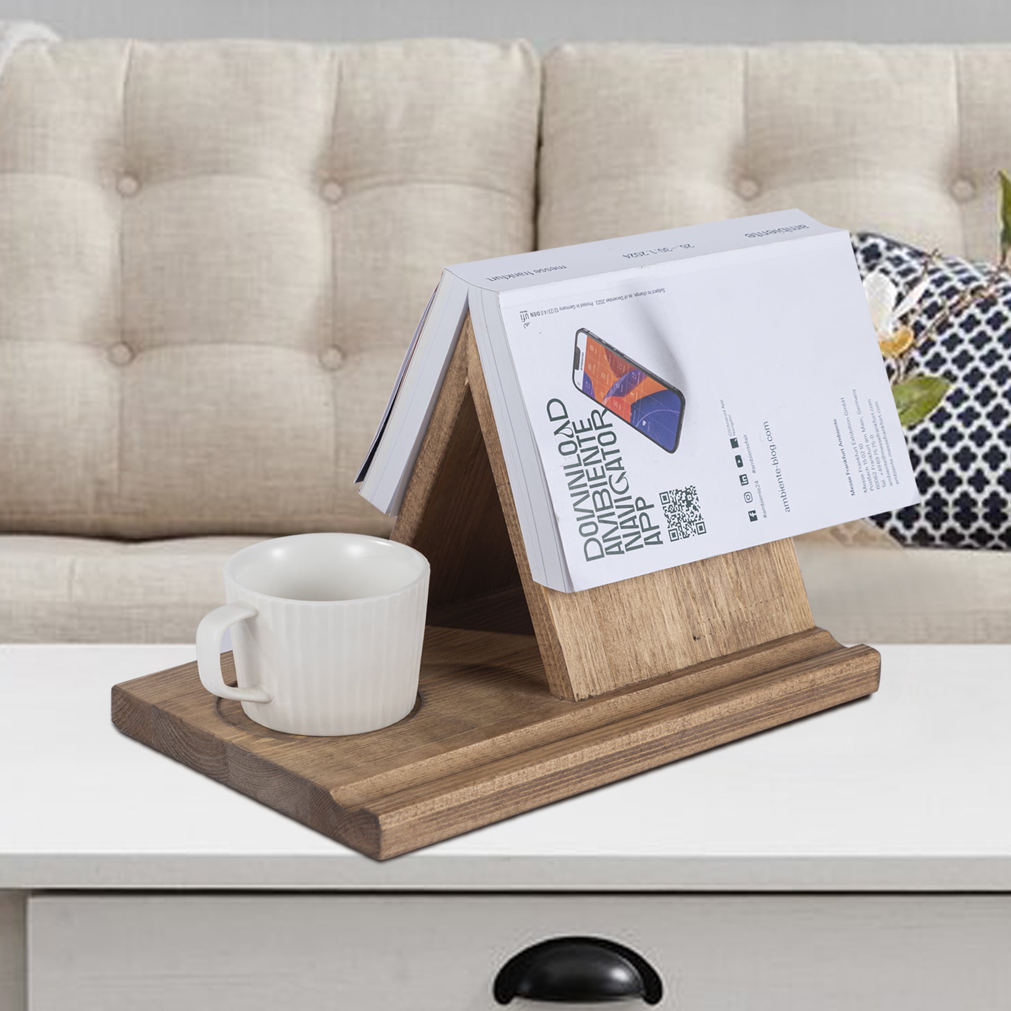 Book Cup Book Rest YITOBA Triangle Book Holder, Wooden Book Nook ...