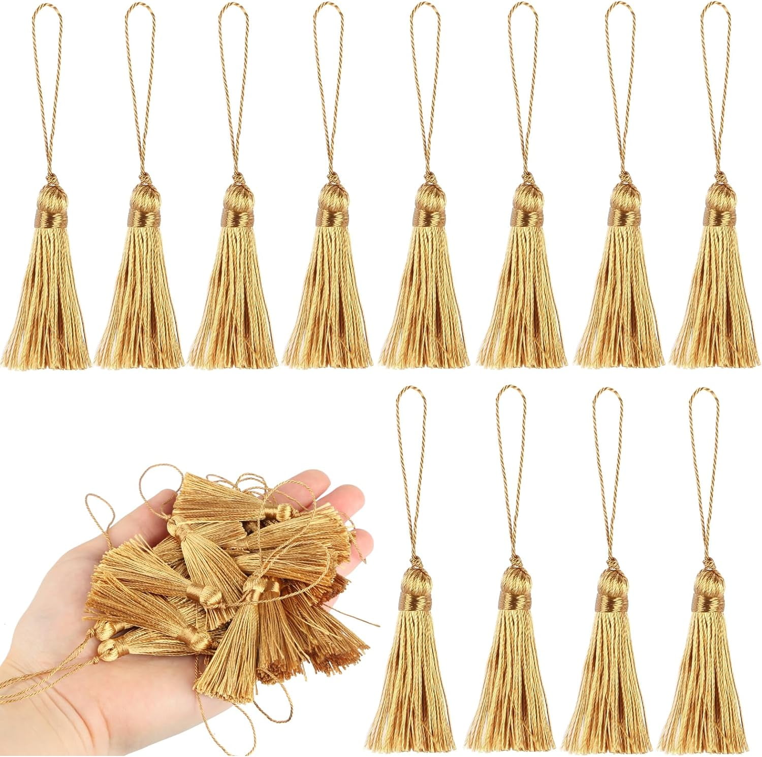 Gold Decorative Tassels, 12-Piece Set, Ideal for DIY Crafts, Graduation ...