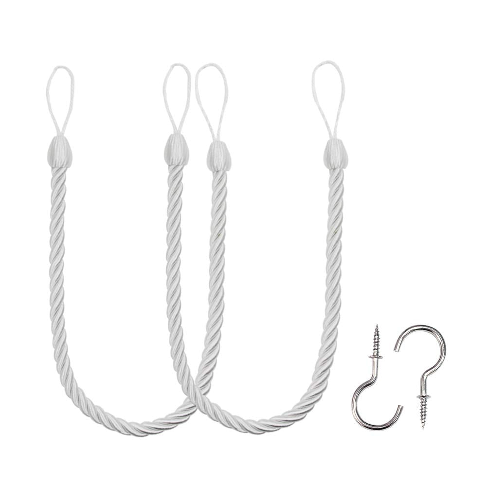 Curtain Ropes, Curtain Handmade Holdbacks with 2 Metal Screw Hooks ...