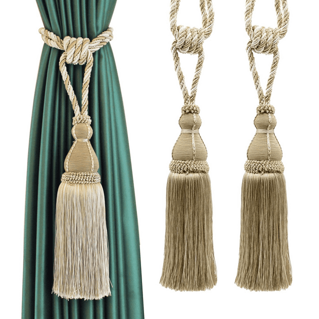 BEL AVENIR Curtain Tiebacks Tassel Rope Ties Beige - Walmart.com
