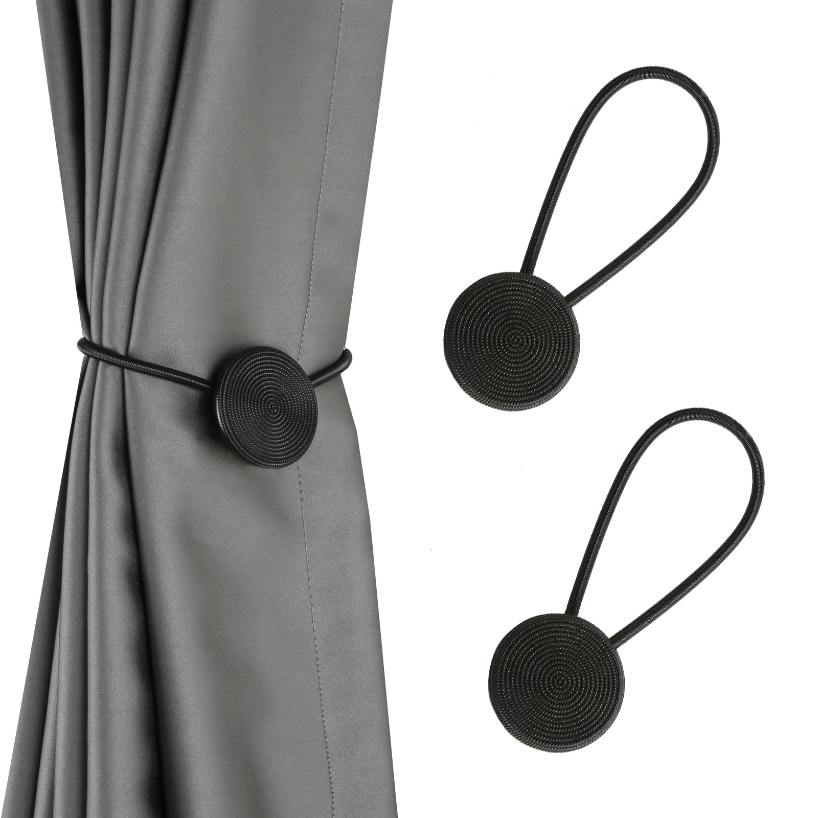 BEL AVENIR Magnetic Curtain Tiebacks Classic Black, 2 Count - Walmart.com