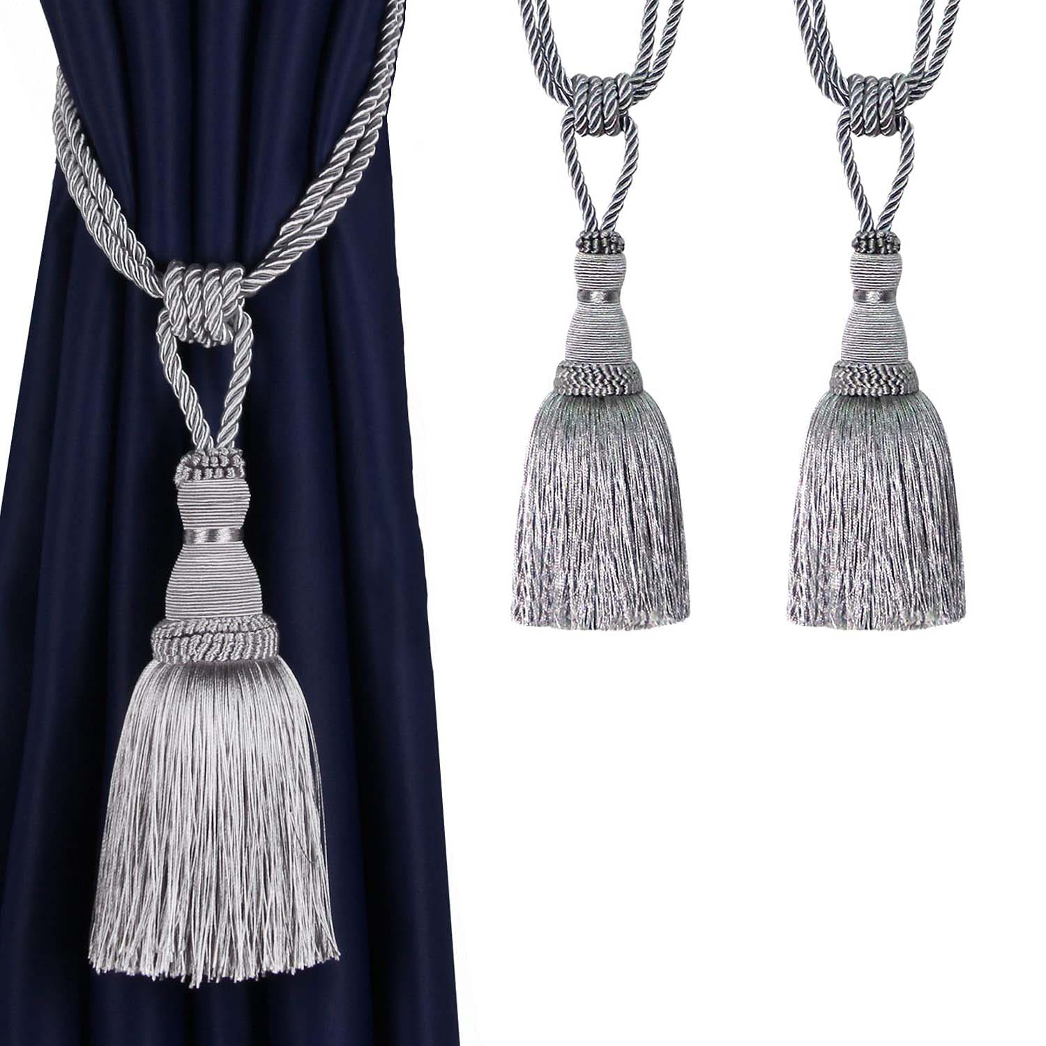 BEL AVENIR 2Pack Tassel Curtain Tie Rope Decoration Silver(Mix Beige ...