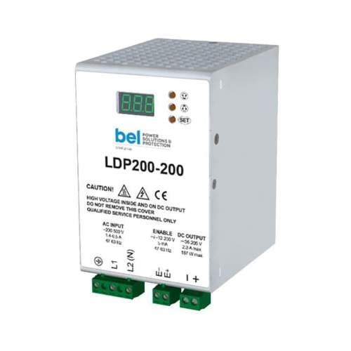 BEL POWER LDP200-200, Power Supply; AC-DC; DIN Rail; Programmable; 200W; 36-205VDC@2.3A; Class I ...