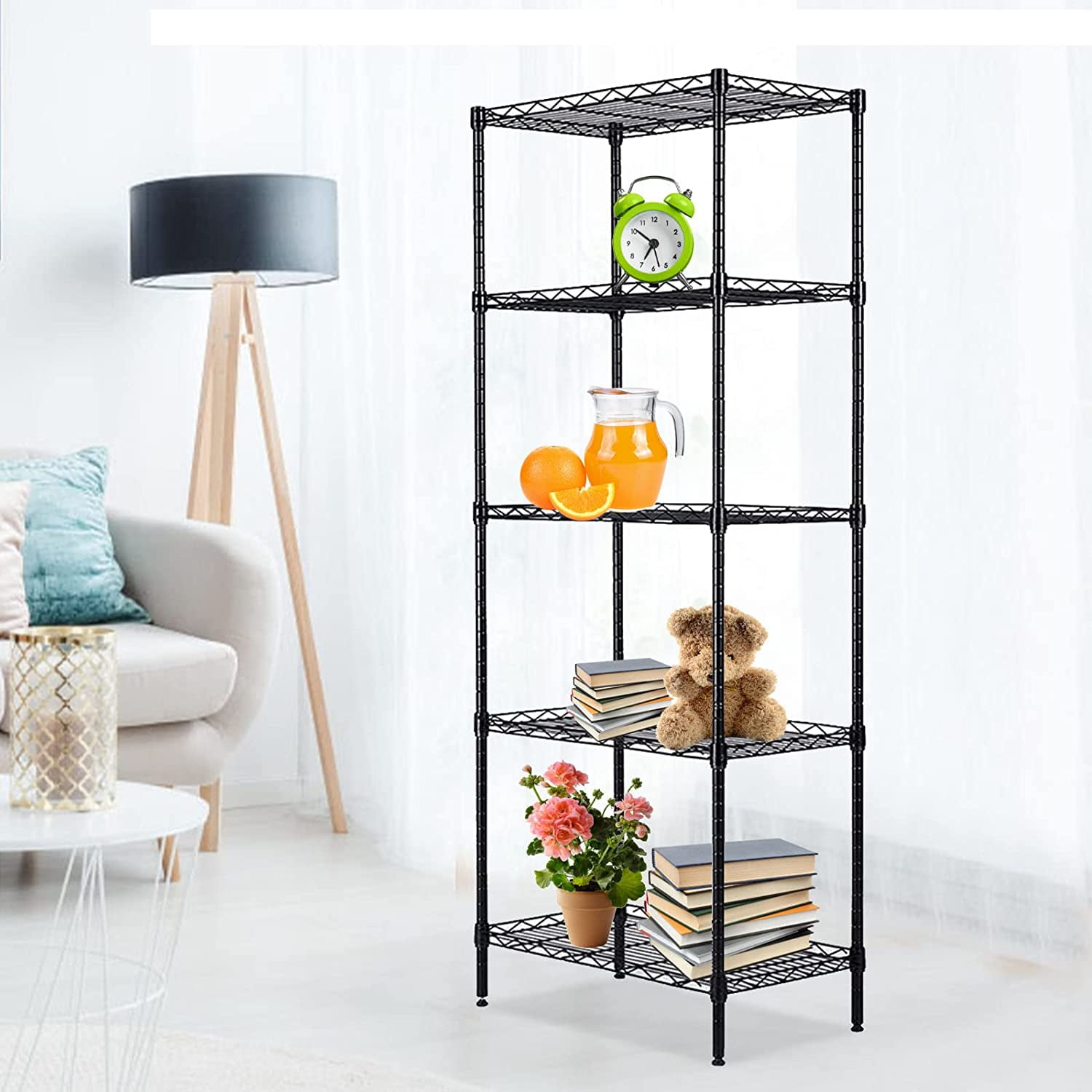 BELANITAS 5 Tier Metal Shelving Unit,Adjustable Layers Wire Shelving ...