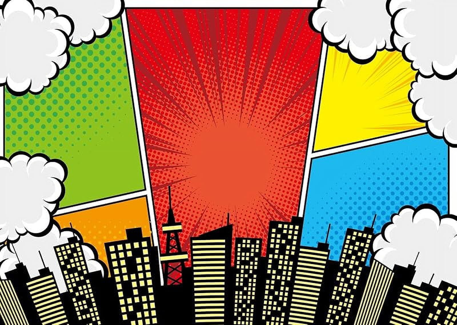 BELECO 7x5ft Fabric Super City Backdrop for Superhero Photoshoot Comic ...