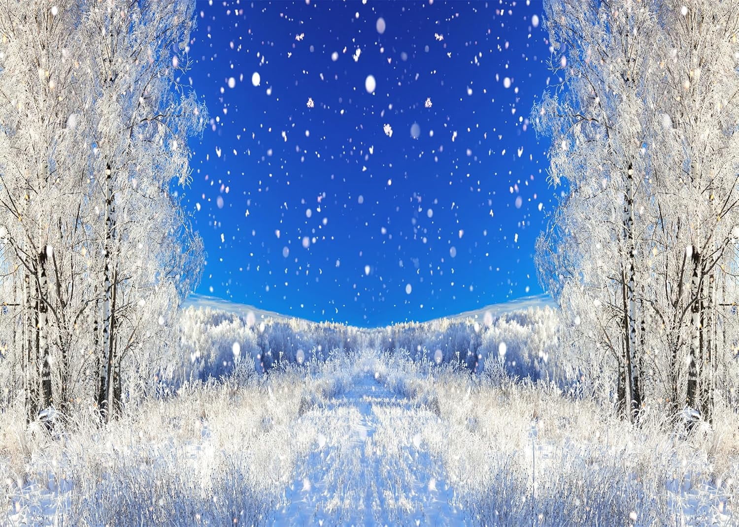 BELECO 7x5ft Fabric Winter Forest Snowflakes Backdrop Winter Wonderland ...