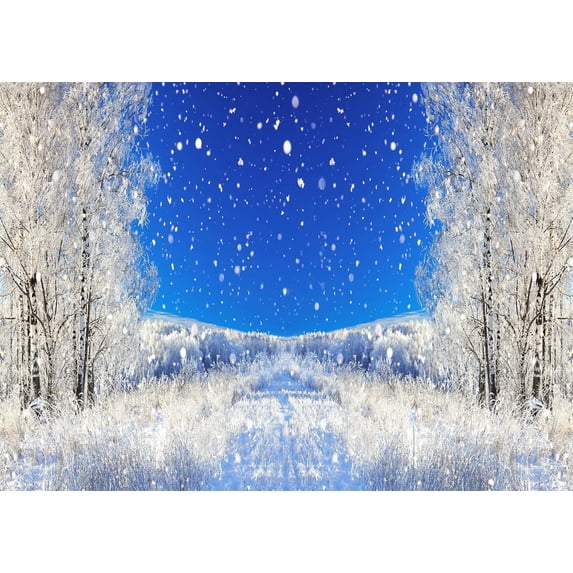 BELECO 7x5ft Fabric Winter Forest Snowflakes Backdrop Winter Wonderland ...