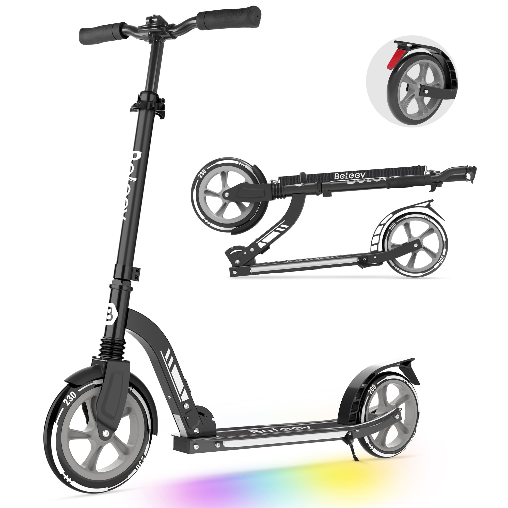 BELEEV Kick Scooter for Ages 6+,Kid, Teens & Adults. Max Load 220 LBS ...