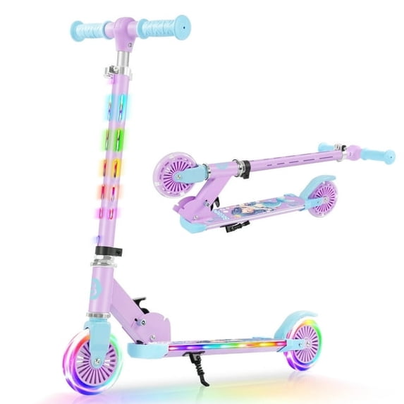 BELEEV Scooter for Kids with Light-Up Wheels, 2 Wheel Folding Scooter ...