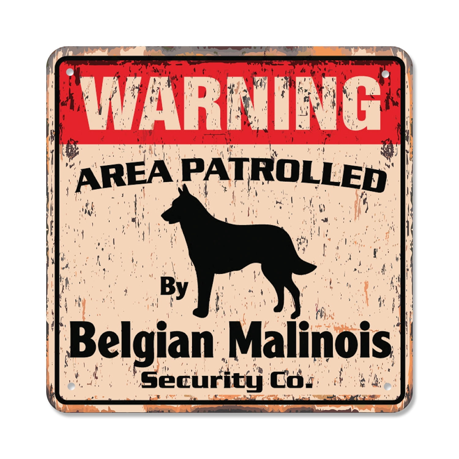 BELGIAN MALINOIS Vintage Security Sign Area Patrolled by dog pet ...