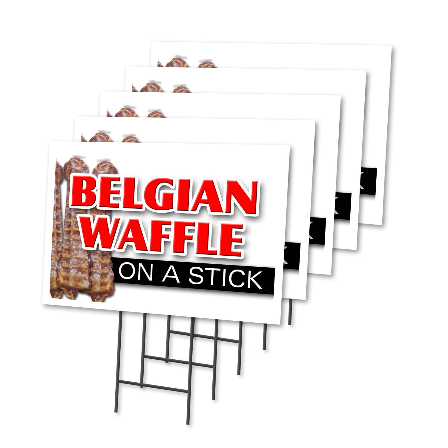 BELGIAN WAFFLE ON A STICK 5 Pack Of 18" x 24" Yard Sign & Stake outdoor ...