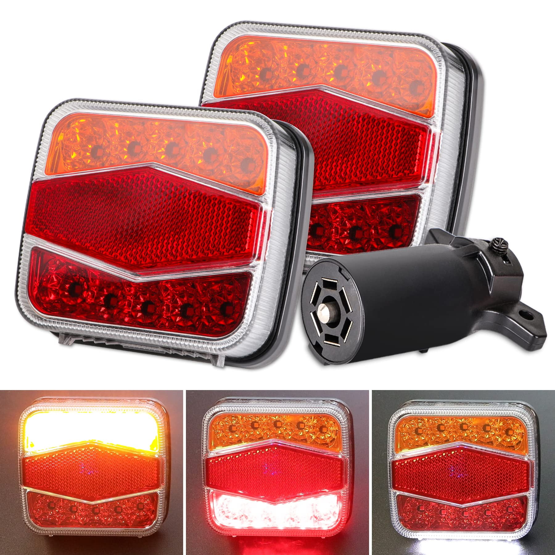 BELIFLY 2PCS Wireless AJH3 LED Trailer Lights Kit with 7 Pin Plug ...