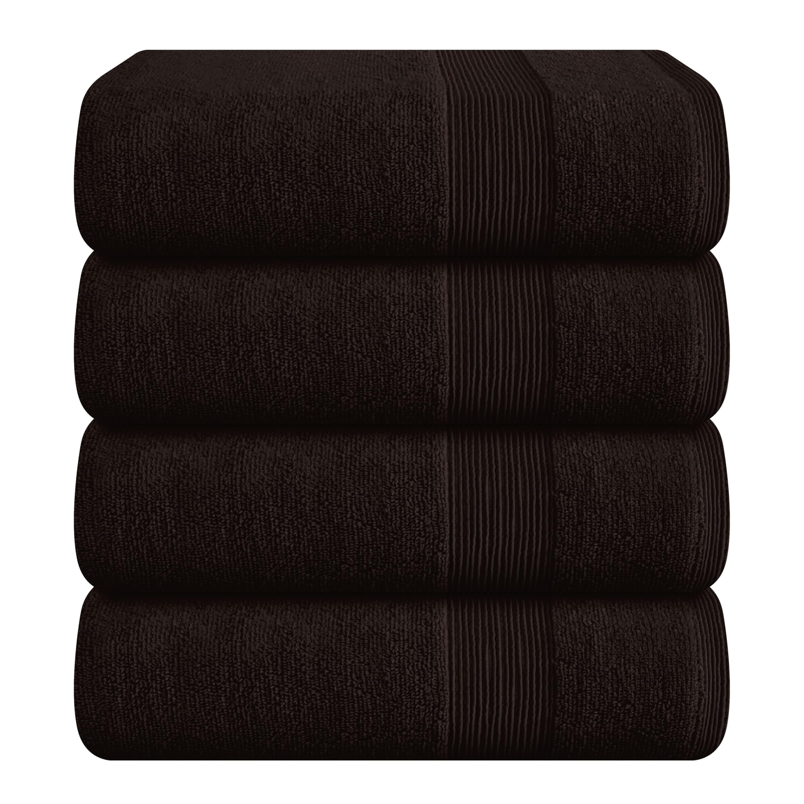 BELIZZI HOME 4 Pack Bath Towel Set, 27x54, Chocolate Brown, 100% Cotton ...