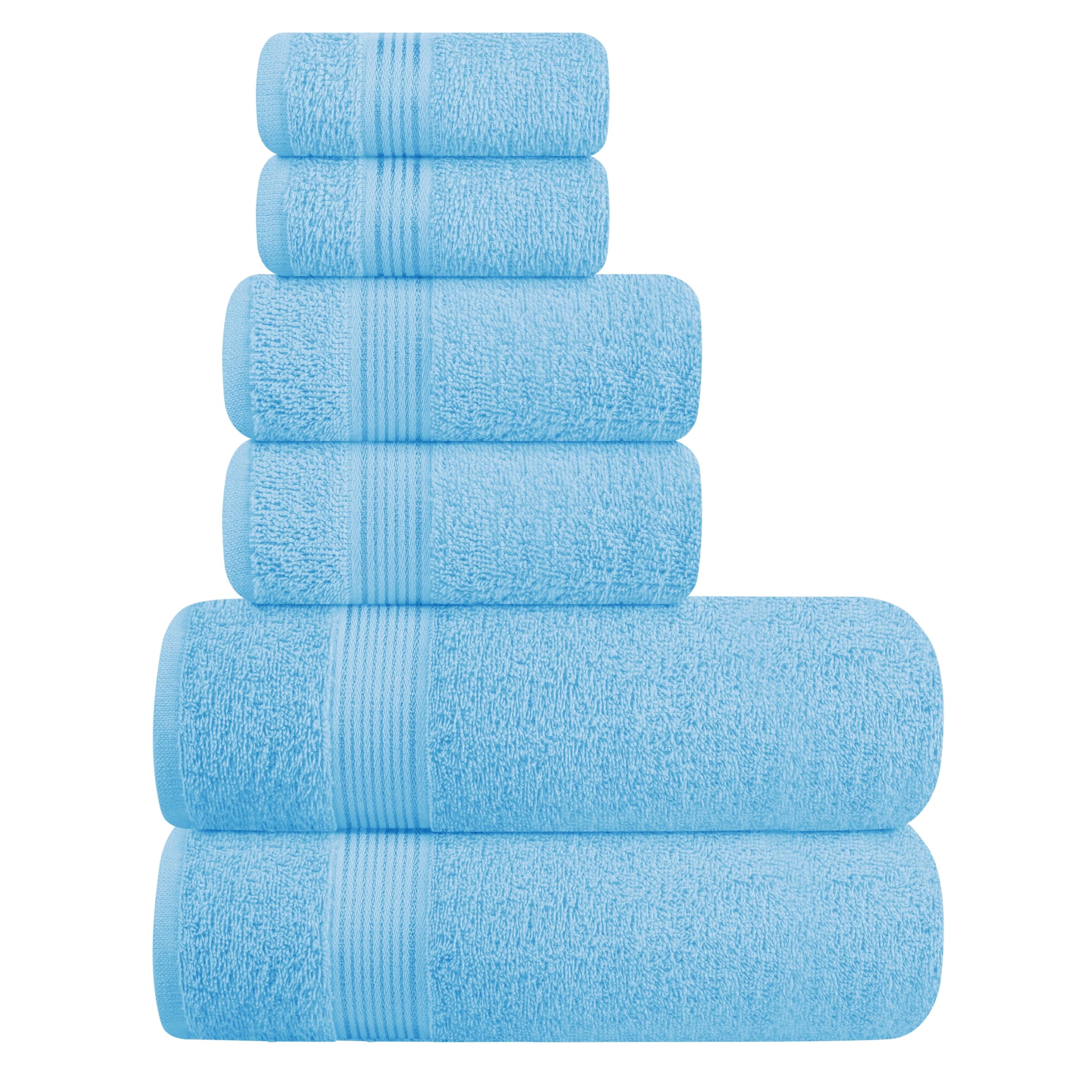 BELIZZI HOME Ultra Soft 6-Pack Cotton Towel Set in Sky Blue: 2 Bath, 2 ...