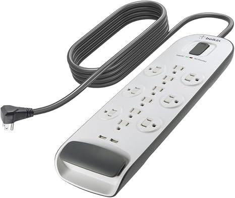 Belkin Surge Protector - 12 AC & 2 USB Ports, 6ft Cord - White (3,996 ...