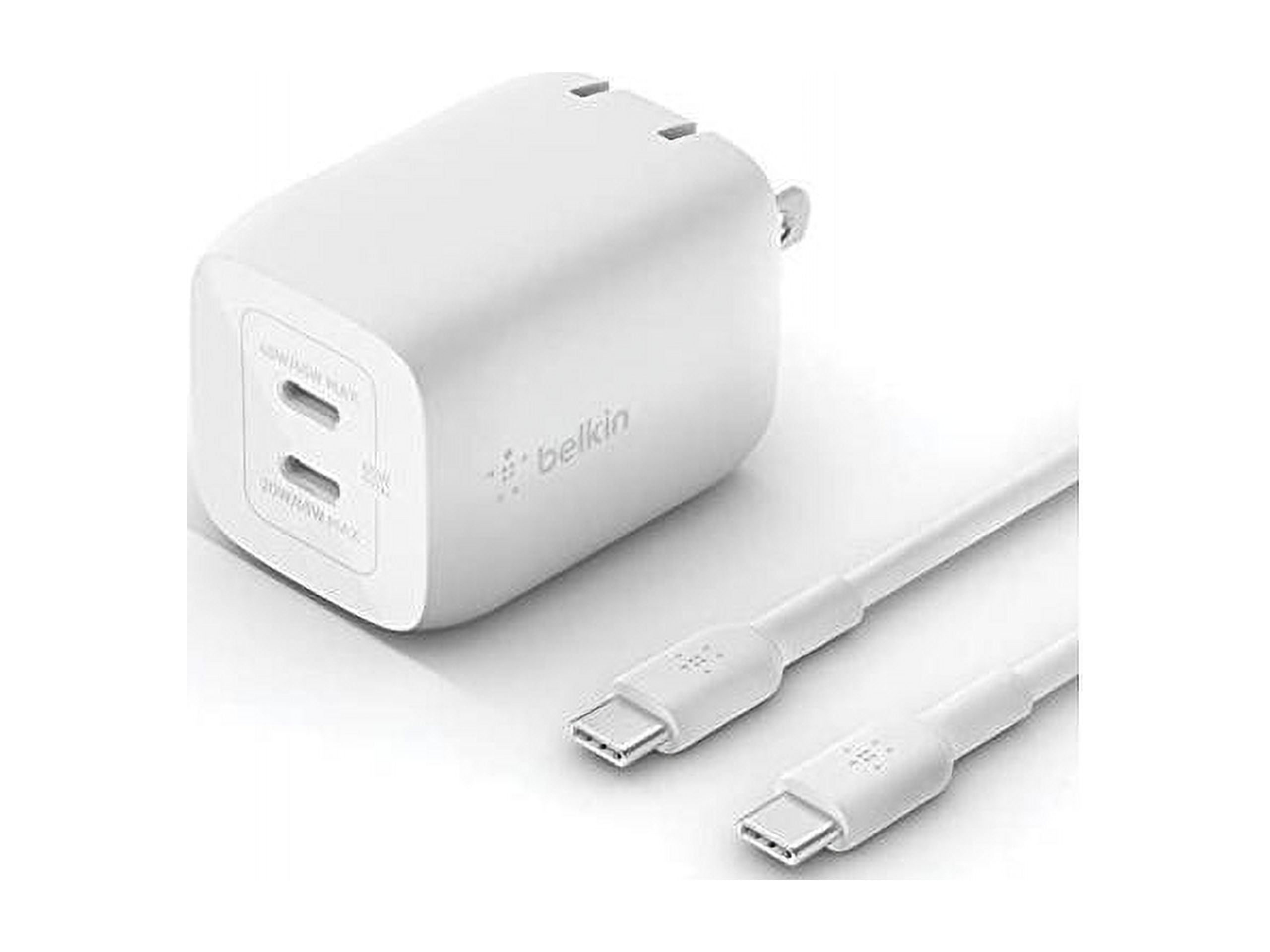 Belkin Dual USB-C GaN Wall Charger with PPS 65W + USB-C to USB-C Cable ...