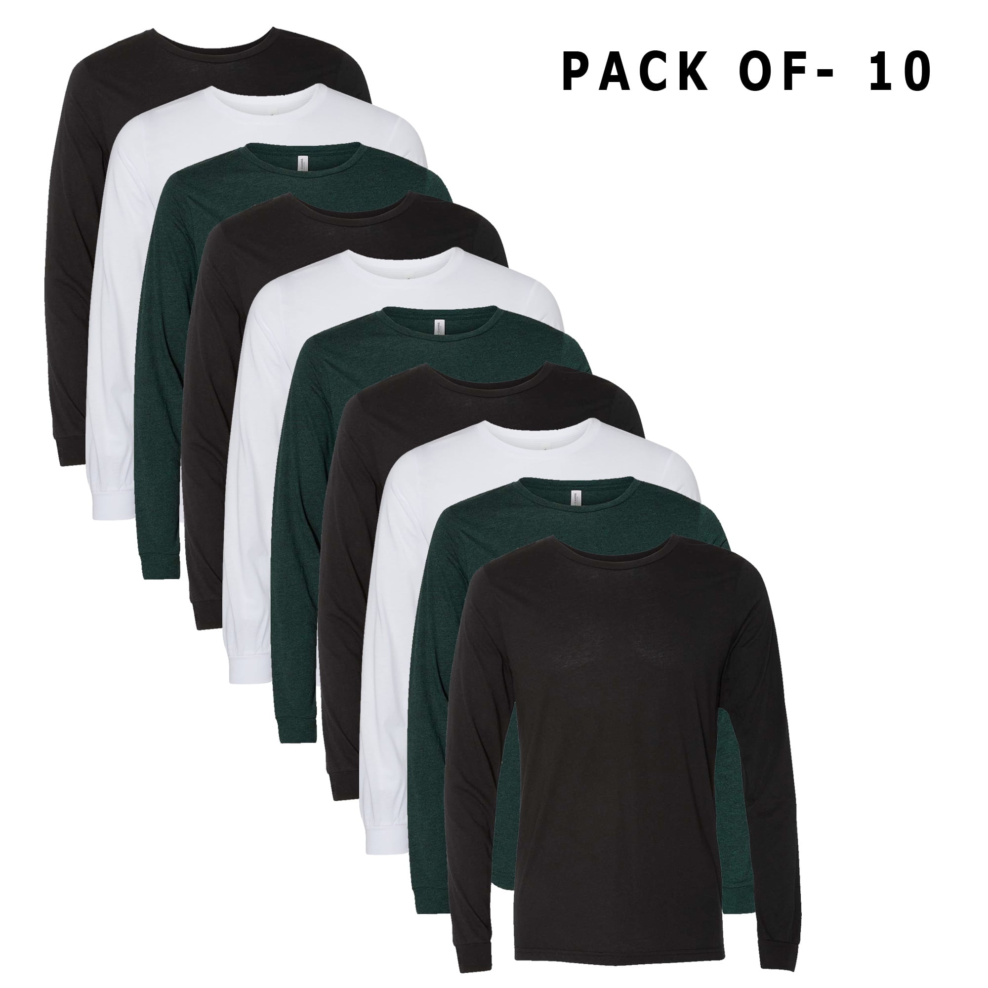 BELLA + CANVAS - 10 Pack T-Shirt | 3.8 Oz./yd², 50/25/25 Polyester ...