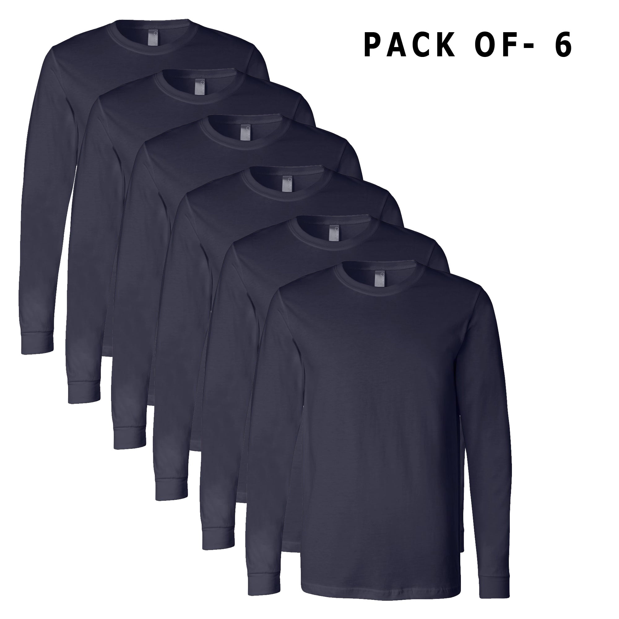 BELLA CANVAS - Men's Jersey Long Sleeve Crew Neck T-shirt - 3501 Navy ...