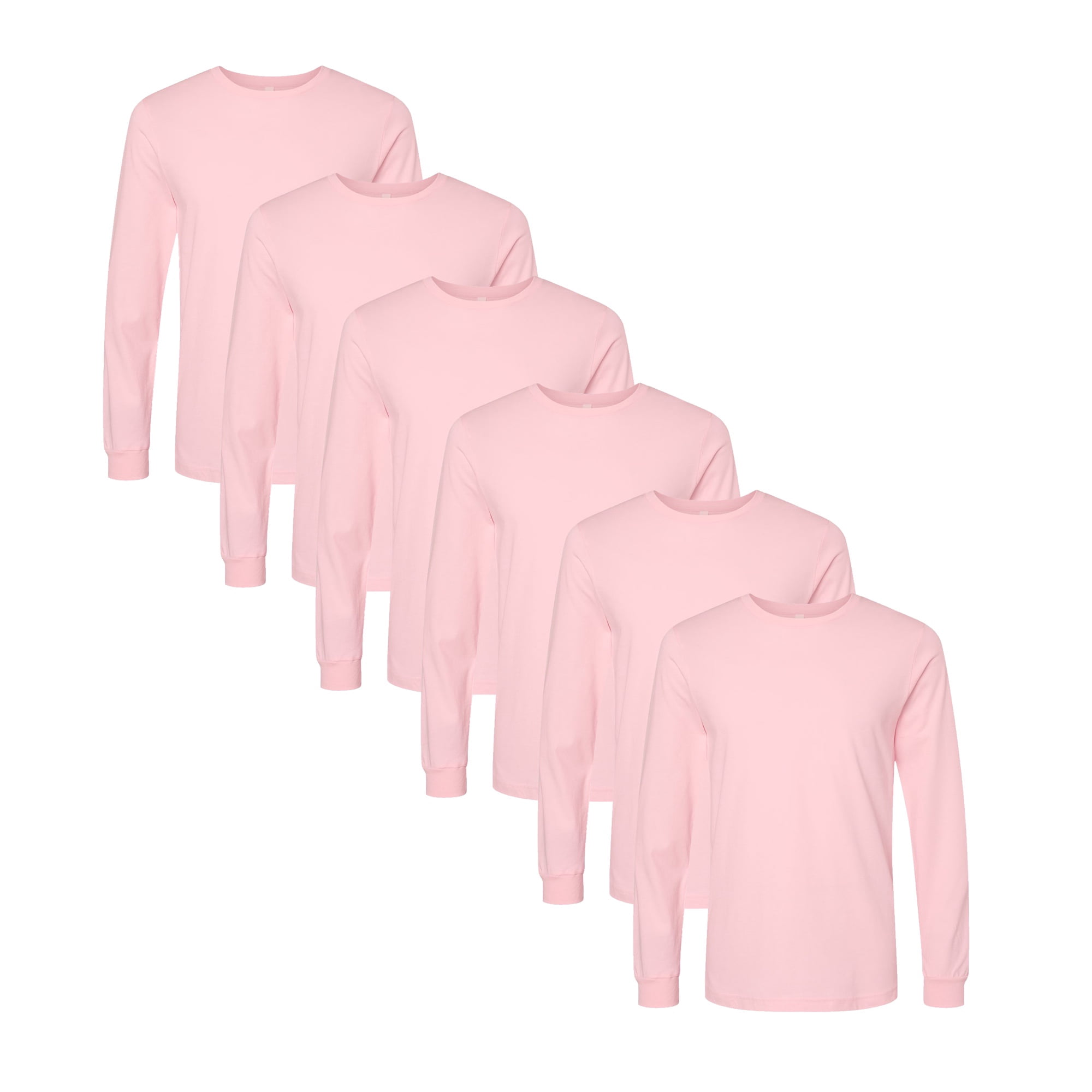 BELLA CANVAS Men's Jersey Long Sleeve Tee, 6-Pack Crewneck Jersey Shirt ...