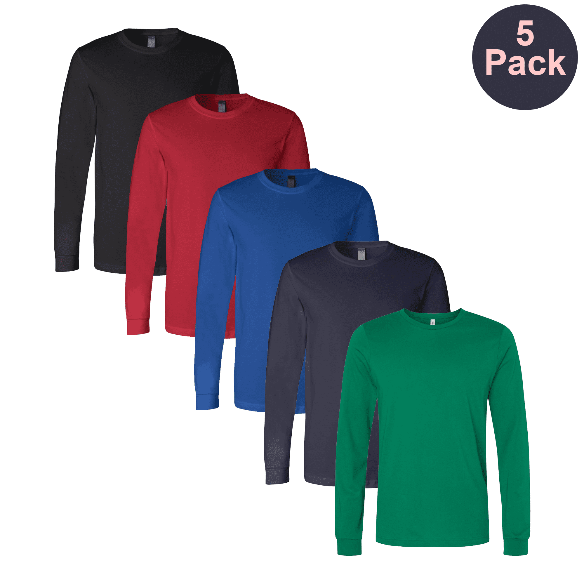 BELLA + CANVAS Men's Jersey T-Shirt, Long Sleeve Crew Neck Assorted ...