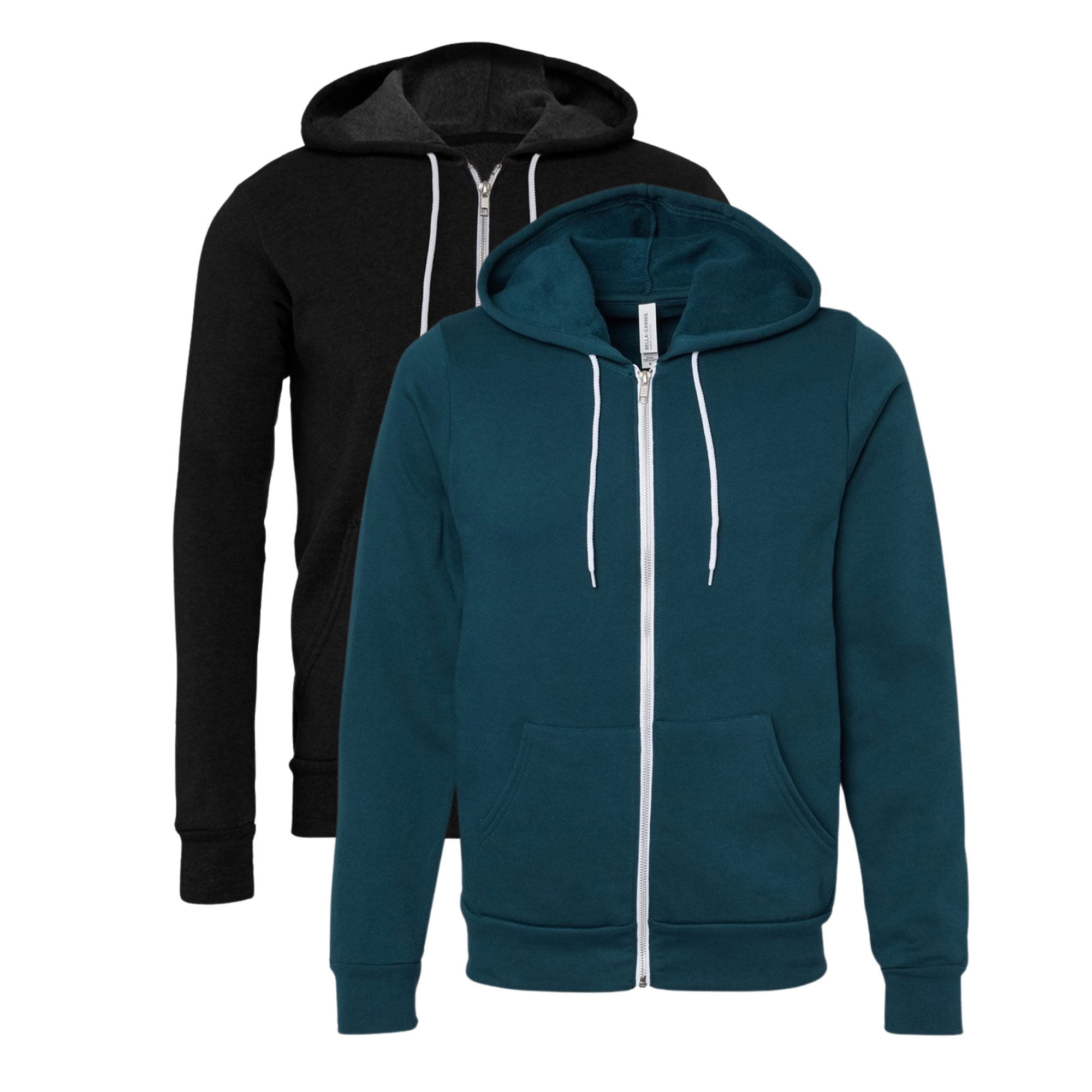 BELLA + CANVAS Unisex Fleece Full-Zip Hoodie Sweatshirt 52/48 Cotton ...