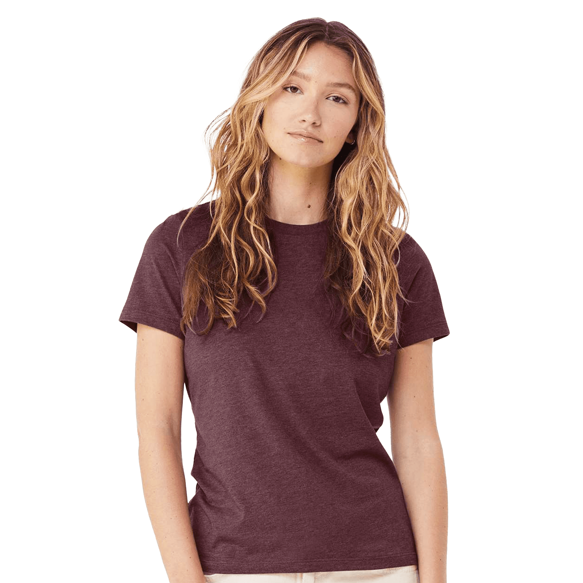 BELLA+CANVAS Women Heather CVC T-Shirt, Relaxed Fit Tee, Short Sleeve ...