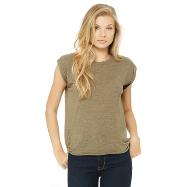Bella+Canvas 8804 - Women's Flowy Rolled Cuff Muscle Tee - Walmart ...