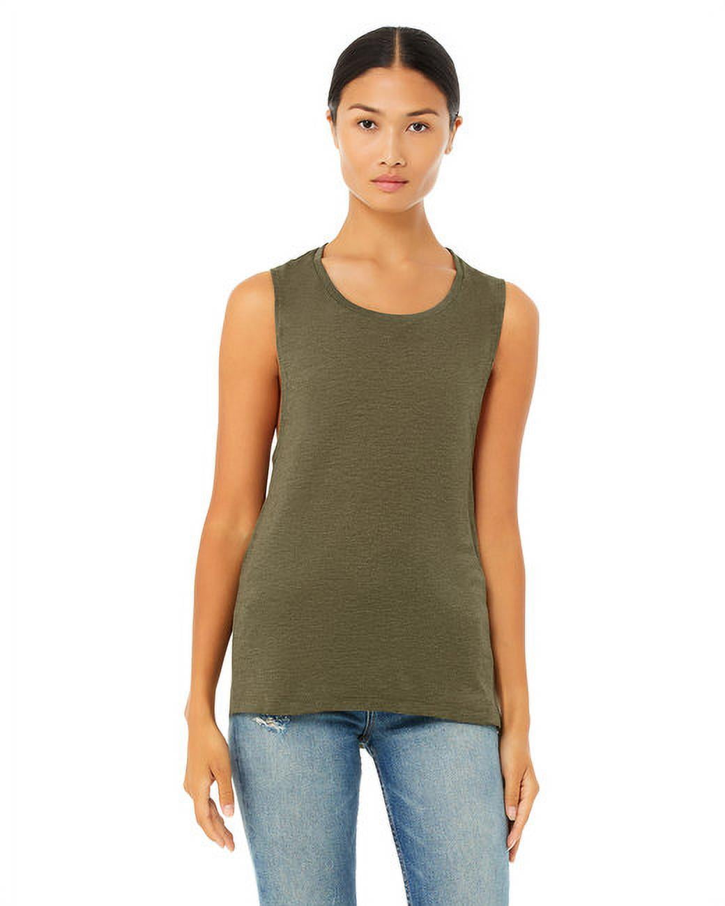 BELLA + CANVAS - Women's Flowy Scoop Muscle Tank - 8803 - Heather Olive ...