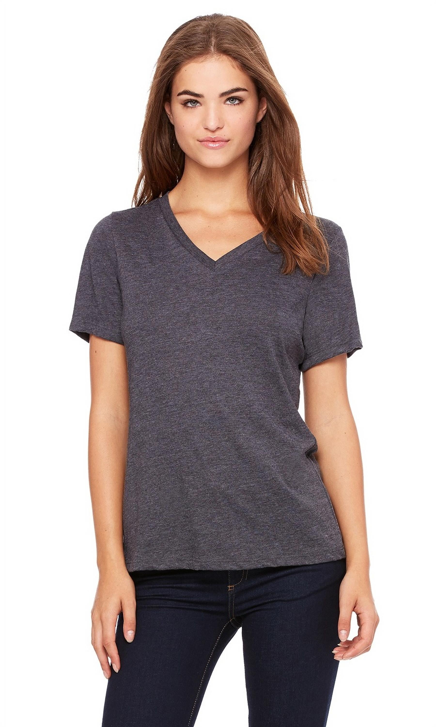 BELLA + CANVAS Women's Relaxed Heather CVC VNeck Tee 6405CVC - Walmart.com