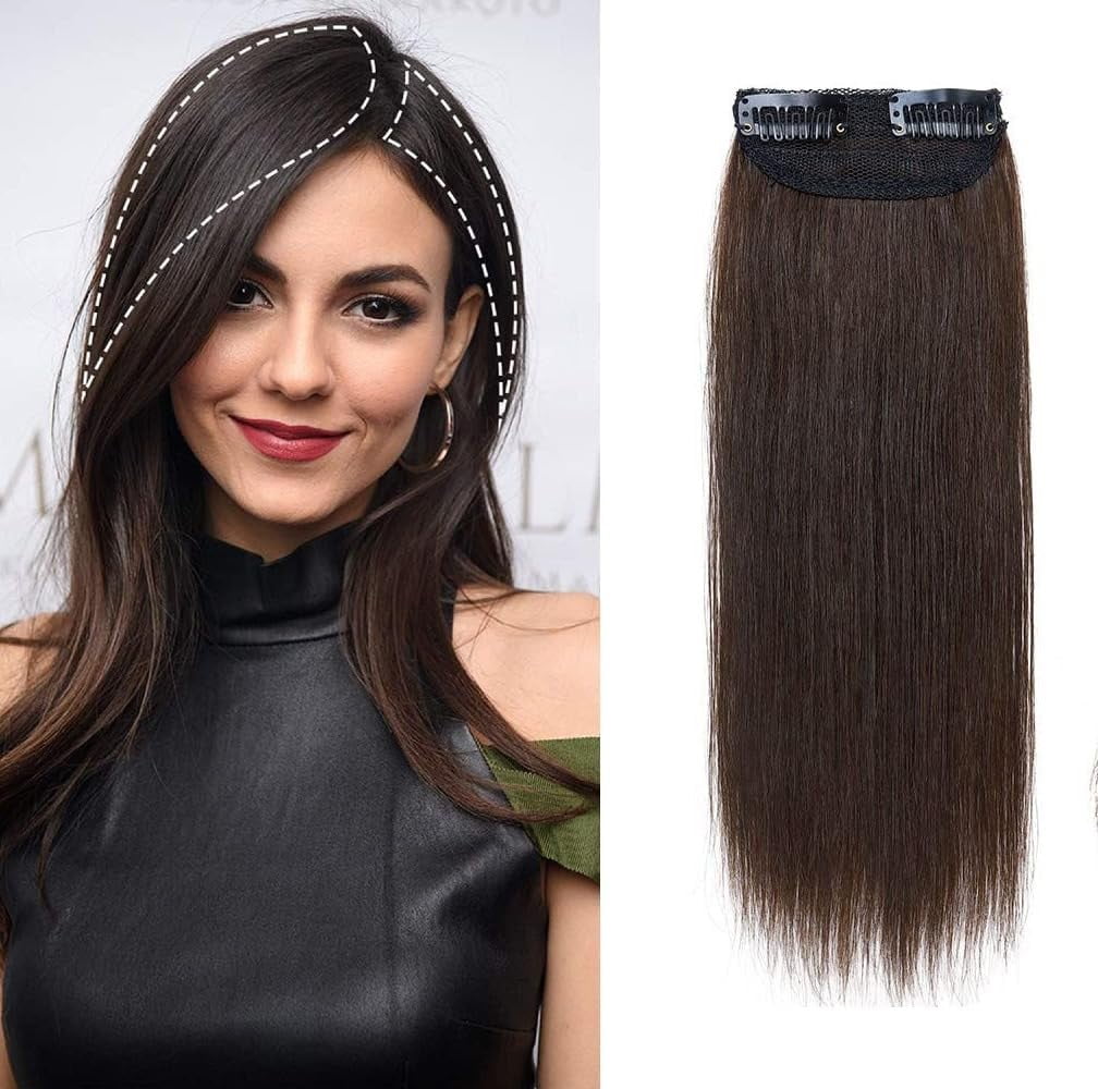 BELLA HARARO 2Clipin Synthetic Hair Extension Straight Seamless Volumizer Side Bangs Side Patch ...