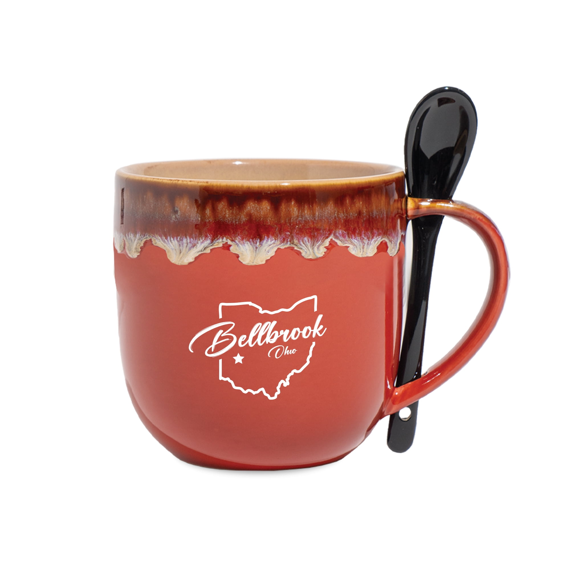 BELLBROOK OHIO STATE OUTLINE WITH STAR WIDE 18-OZ CERAMIC SPOON MUG ...