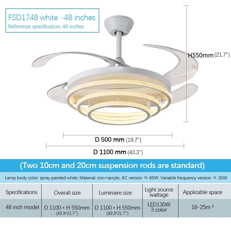 BELLE Ceiling Fan Light Modern Living Room Invisible Fan Light ...