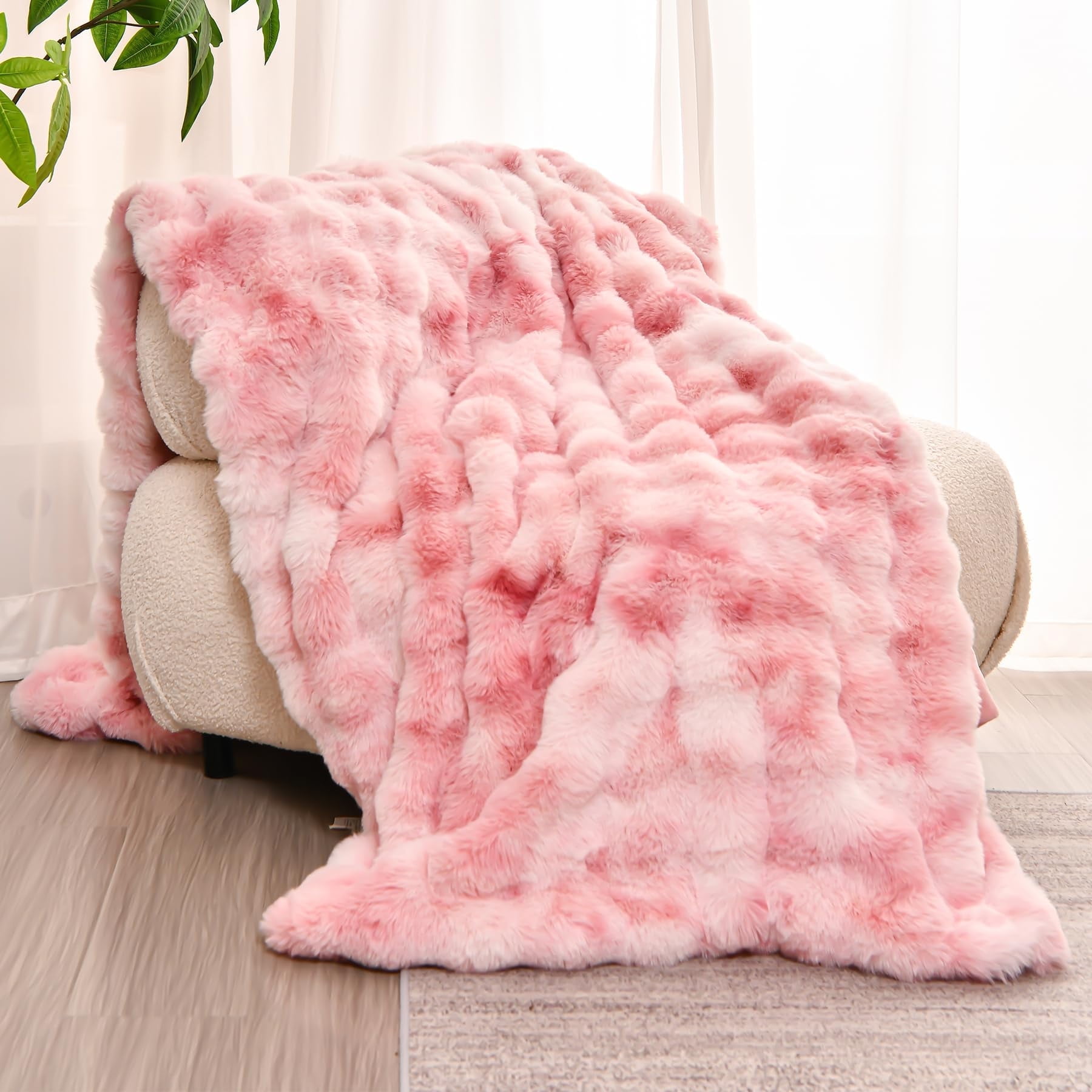 BELLEBED Faux Fur Throw Blanket for Couch,Fluffy Cozy Soft Plush Luxury ...