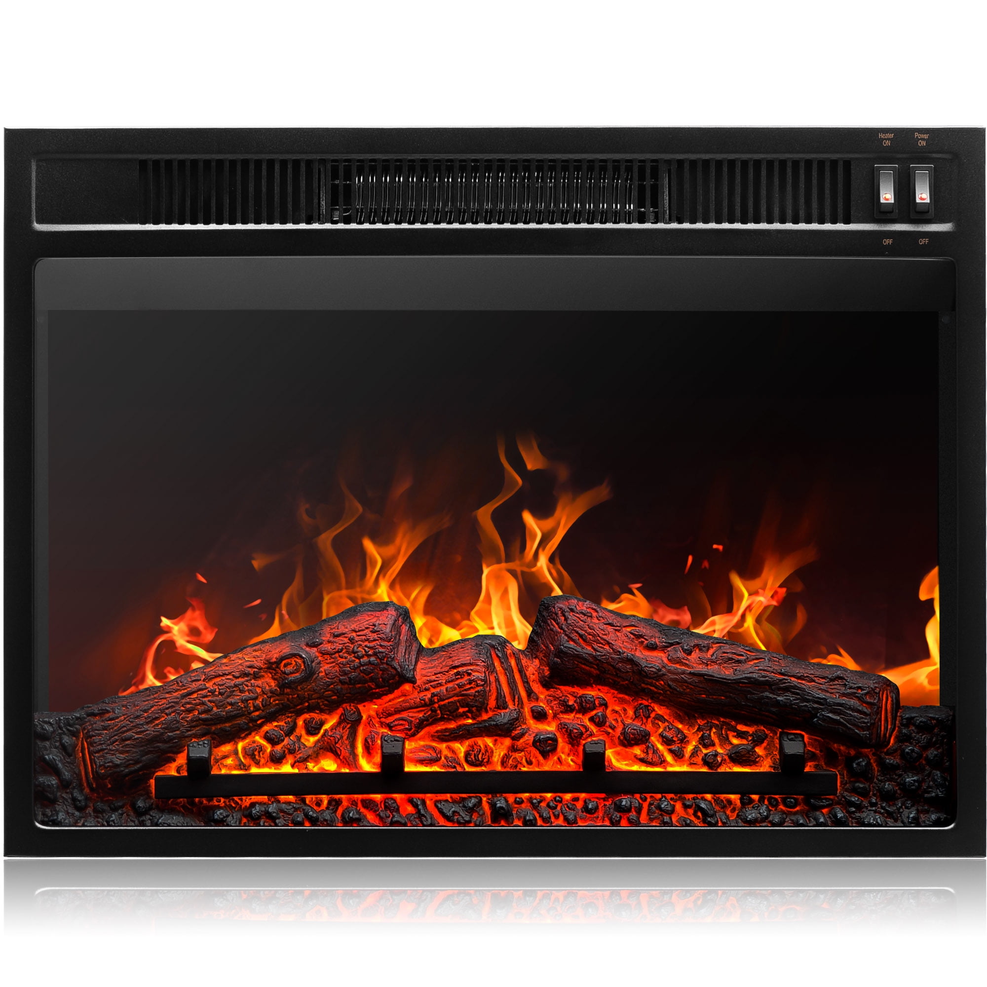 BELLEZE 23" 1400W 3D Infrared Embedded Fireplace Electric Insert Heater ...