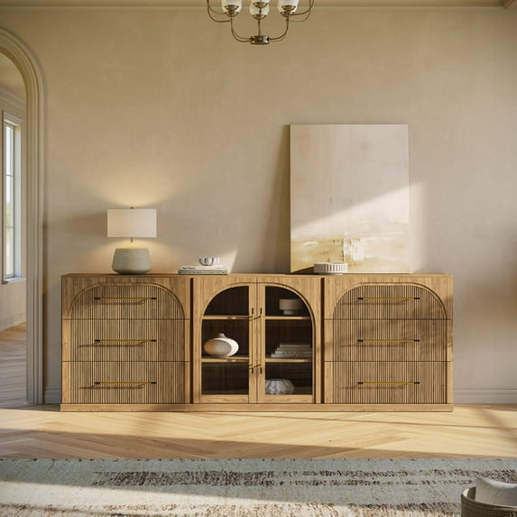 BELLEZE 3-Piece Modular Sideboard Cabinet with Storage Drawer and ...