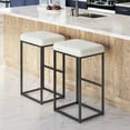 BELLEZE 30" Bar Height Bar Stools Set of 2, PU Leather Backless ...