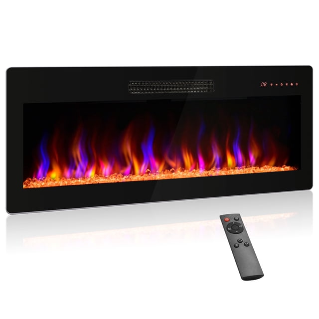 "BELLEZE 42"" Electric Fireplace, 1400W, Wall Mounted/Recessed, Remote ...
