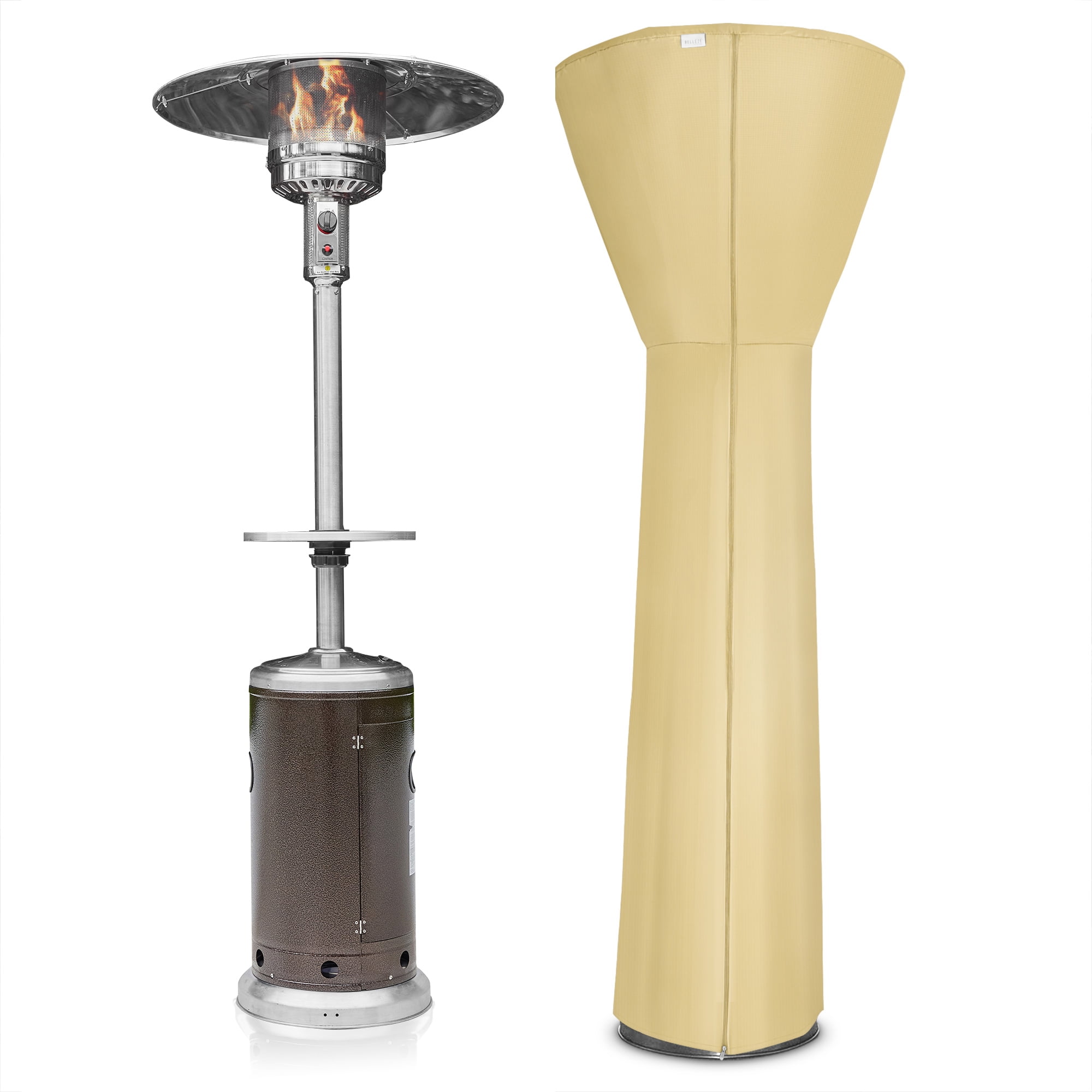 BELLEZE 48,000BTU Patio Heater in Hammered Bronze and Stainless Steel W ...