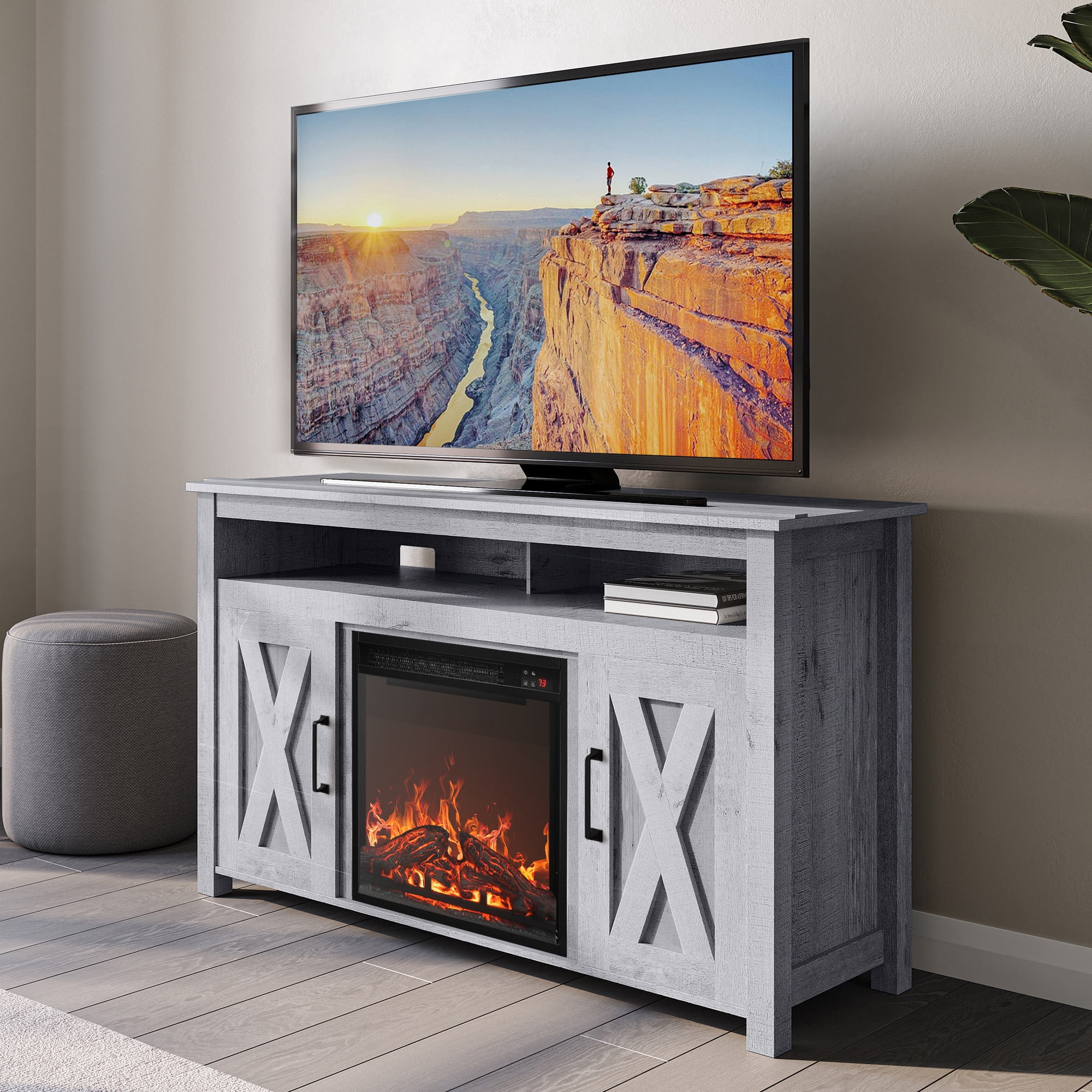 Free Shipping! BELLEZE 48" Barn Door TV Stand Media Entertainment ...