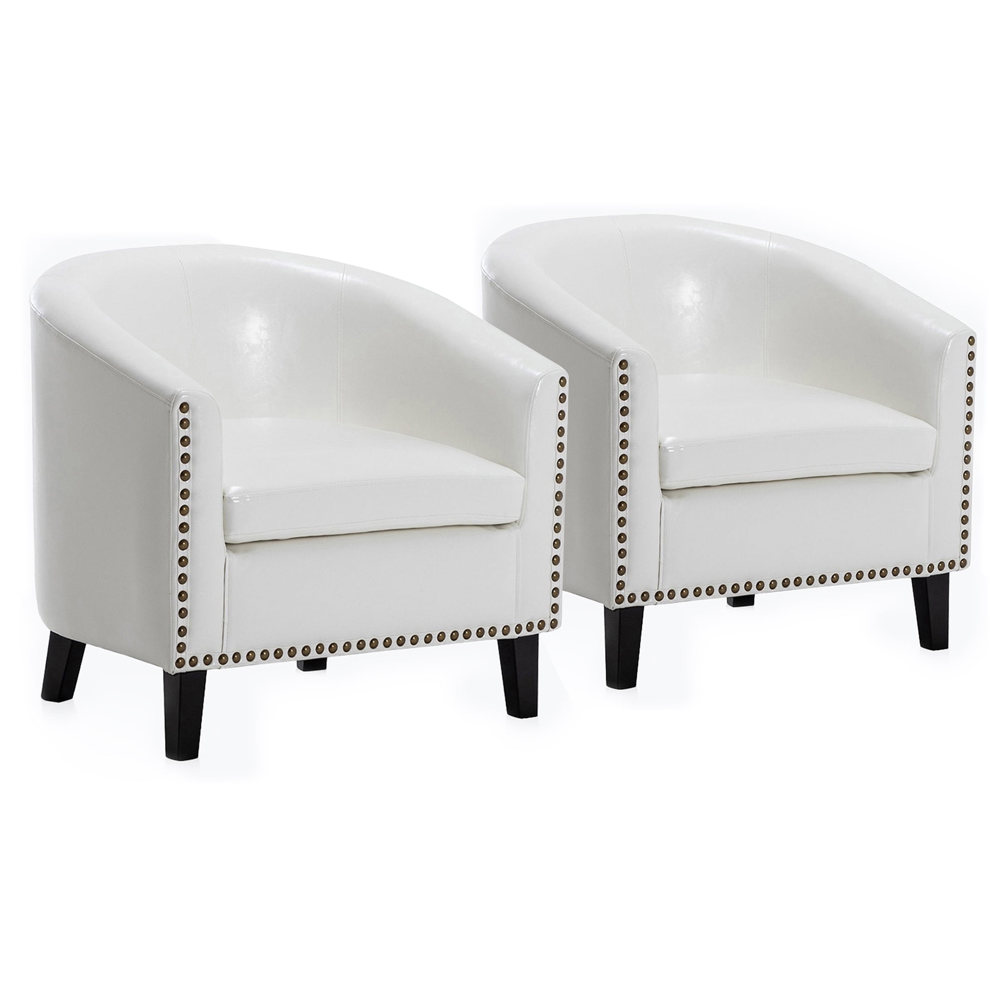 BELLEZE Accent Barrel Chairs Set of 2, Modern Tub Club Chairs ...