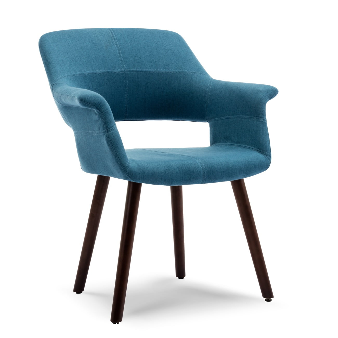 BELLEZE Accent Chair Linen Mid-Century Armrest Curved Padded with ...