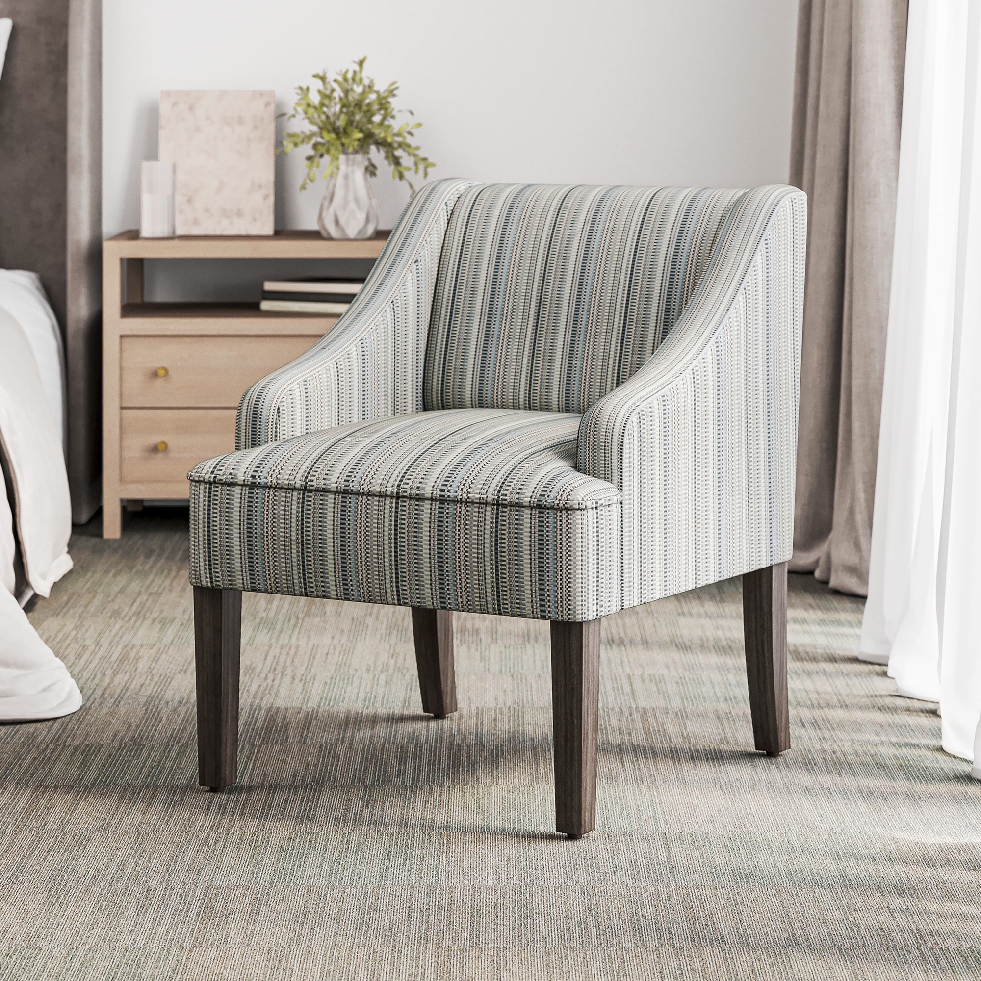 BELLEZE Accent Chair Upholstered Wingback Arm Chair with Linen Fabric ...