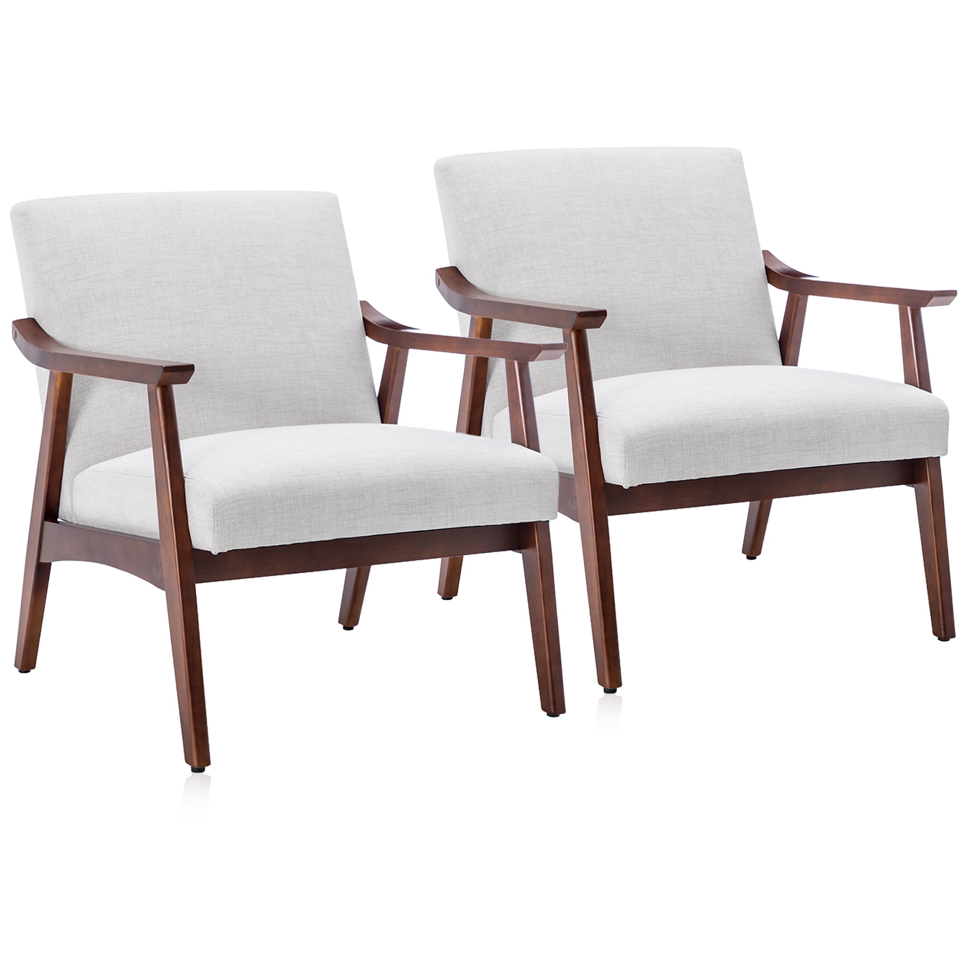 BELLEZE Accent Chairs Set of 2, Armchairs with Linen Fabric - Bianca ...