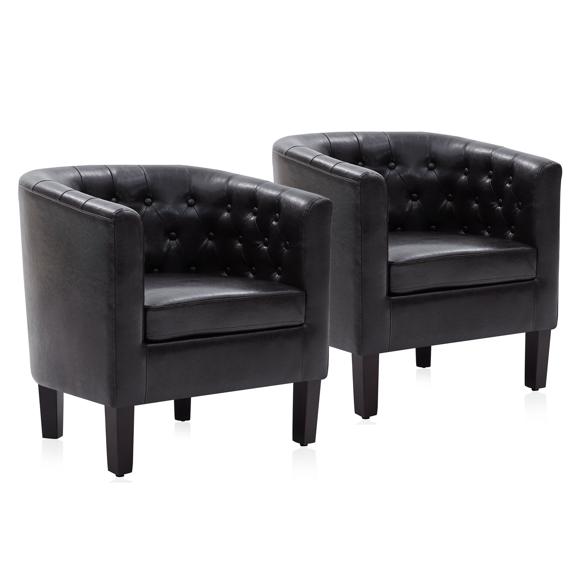 BELLEZE Brown Accent Chairs for Living Room, Set of 2 Elegant Arm ...