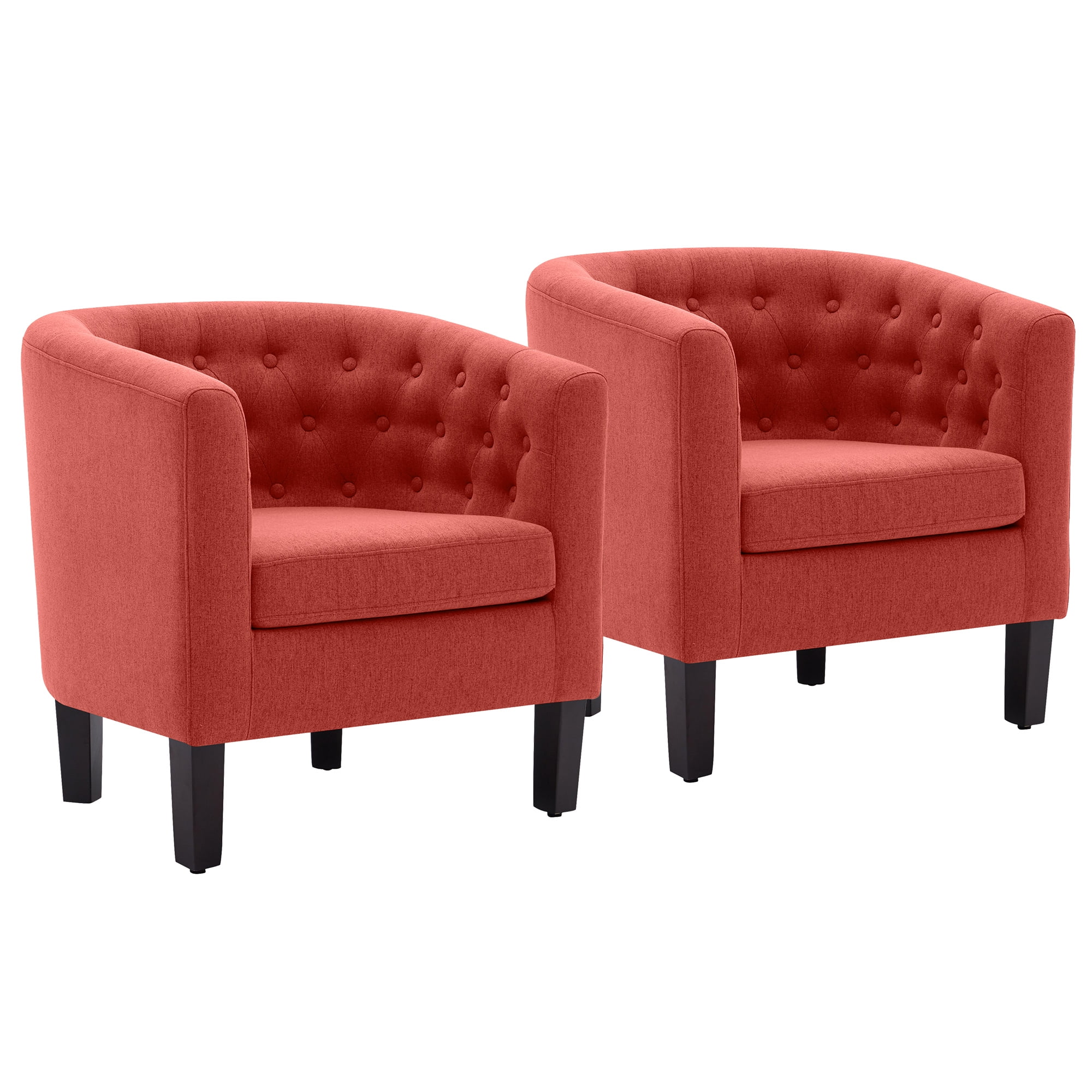 BELLEZE Burgundy Accent Chairs for Living Room, Set of 2 Elegant Arm ...