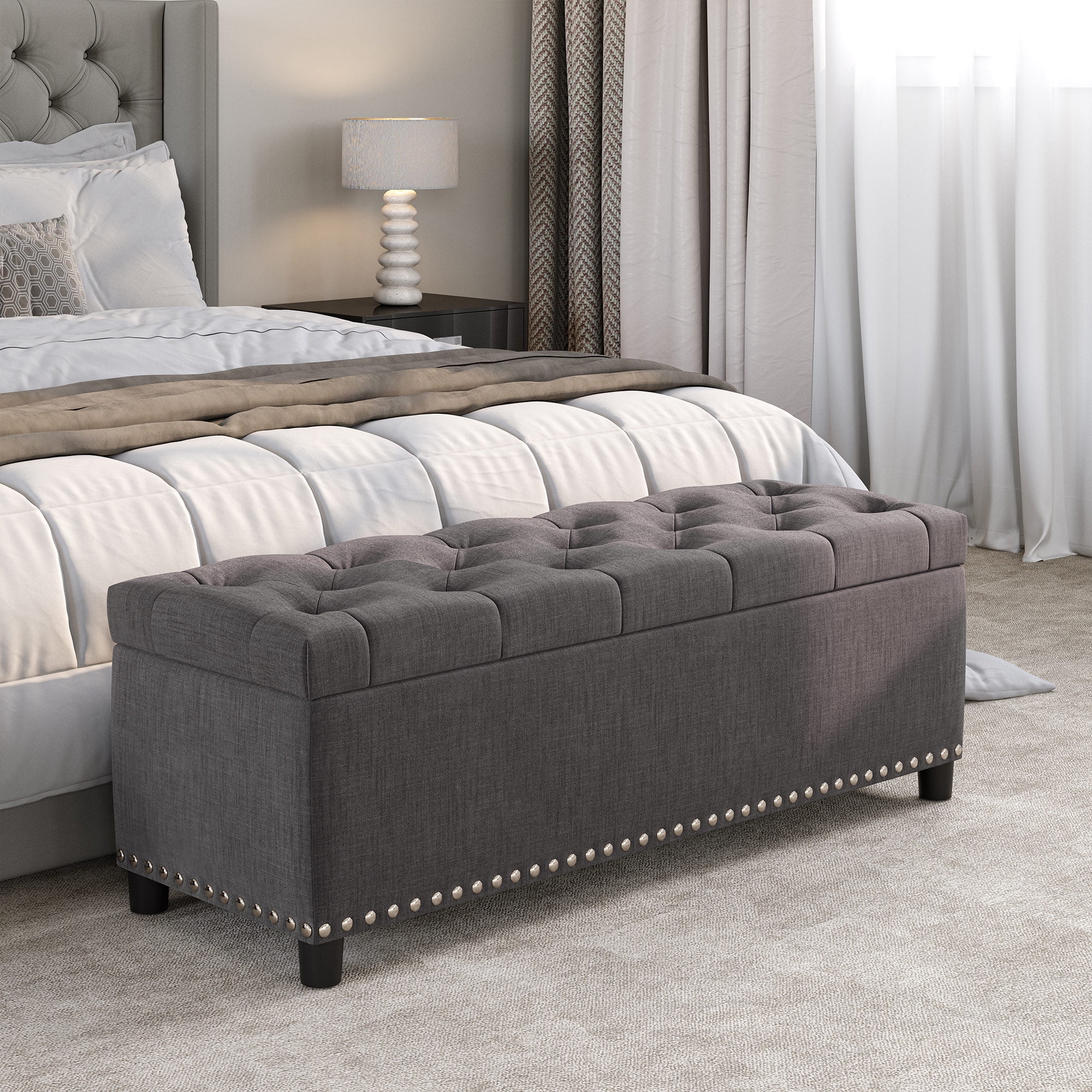 Free Shipping! BELLEZE Modern Upholstered Entryway Storage Ottoman ...